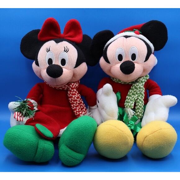 Disney | Toys | Minnie And Mickey Mouse Christmas Plush Kcare Disney ...